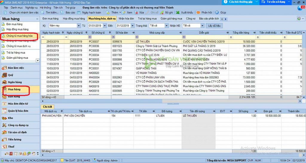 Hướng Dẫn Hạch Toán Công Cụ Dụng Cụ Trên MISA 2019